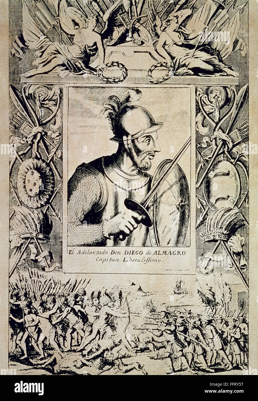 DIEGO DE ALMAGRO /n(c1475-1538). Spanish soldier. Spanish line ...