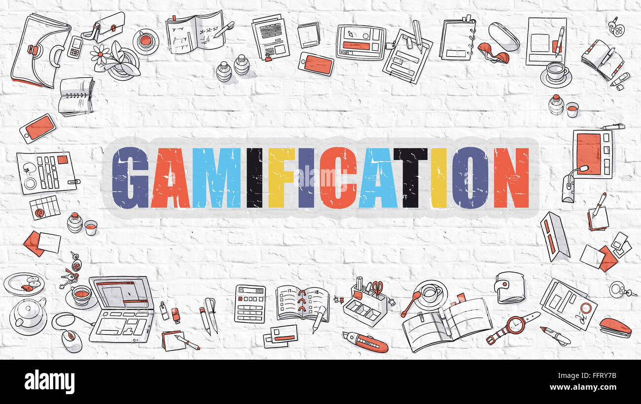 Gamification on White Brick Wall Stock Photo - Alamy