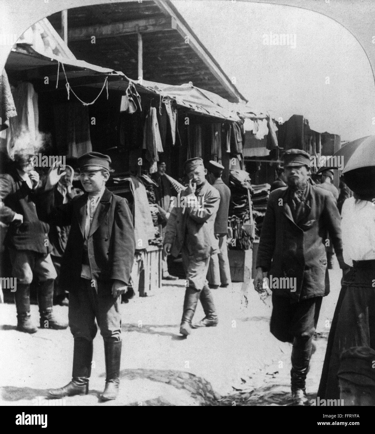 RUSSIA: JEWS, 1903. /nScene in the Jewish Sunday market in Moscow ...