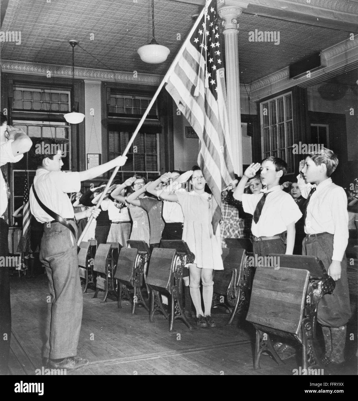 PLEDGE OF ALLEGIANCE, 1943. /nStudents at an elementary school in an ...