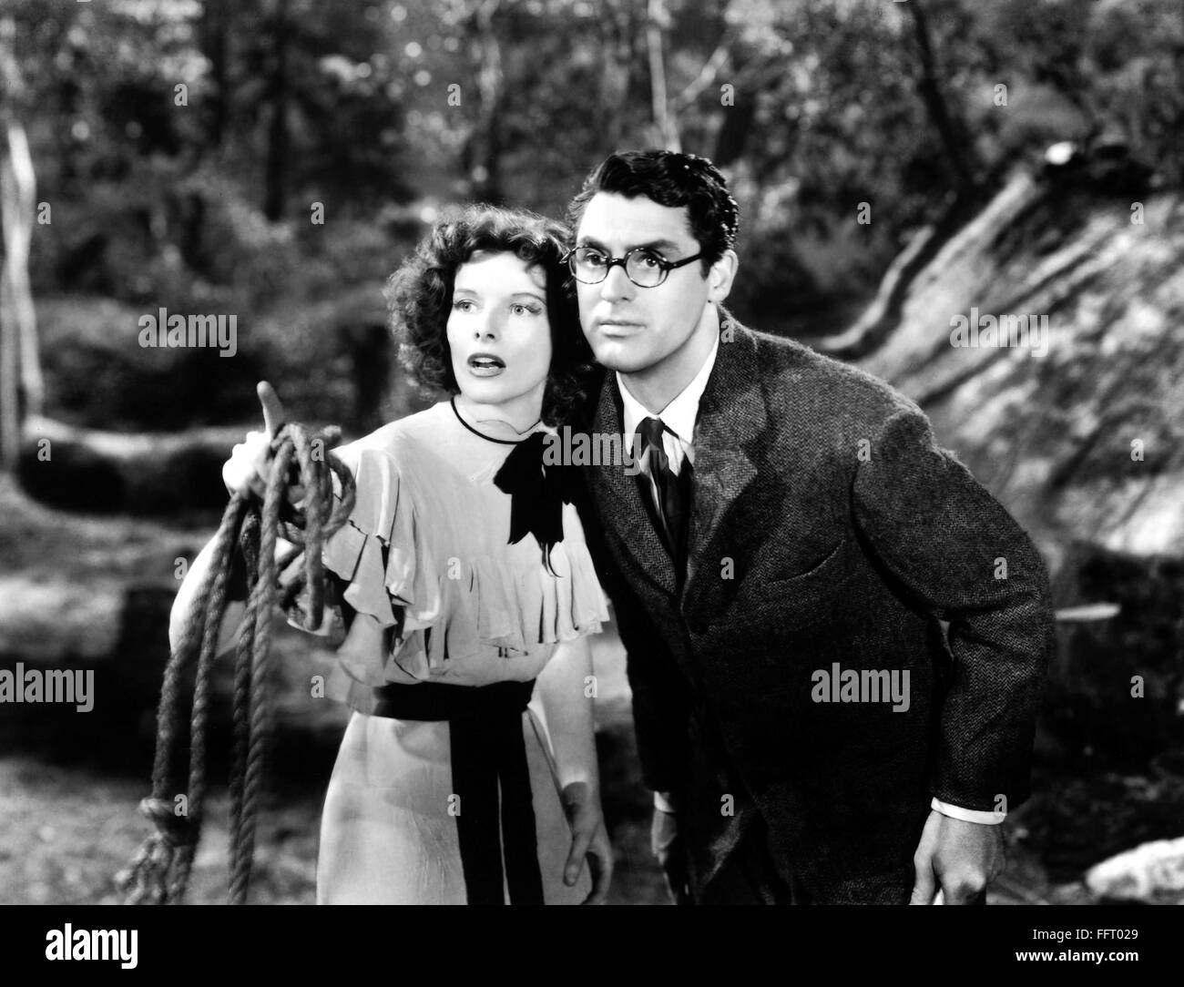 BRINGING UP BABY, 1938. /nKatharine Hepburn and Cary Grant in a scene ...