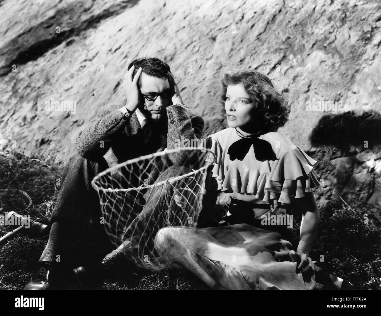 BRINGING UP BABY, 1938. /nKatharine Hepburn and Cary Grant in a scene ...