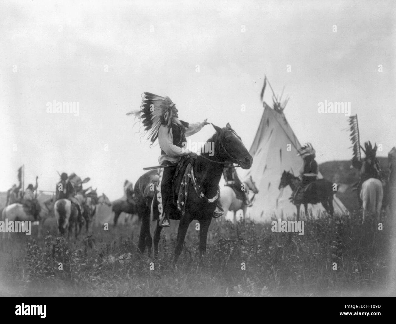 SIOUX HORSEMEN, c1907. /nA Sioux Native American man with other mounted ...