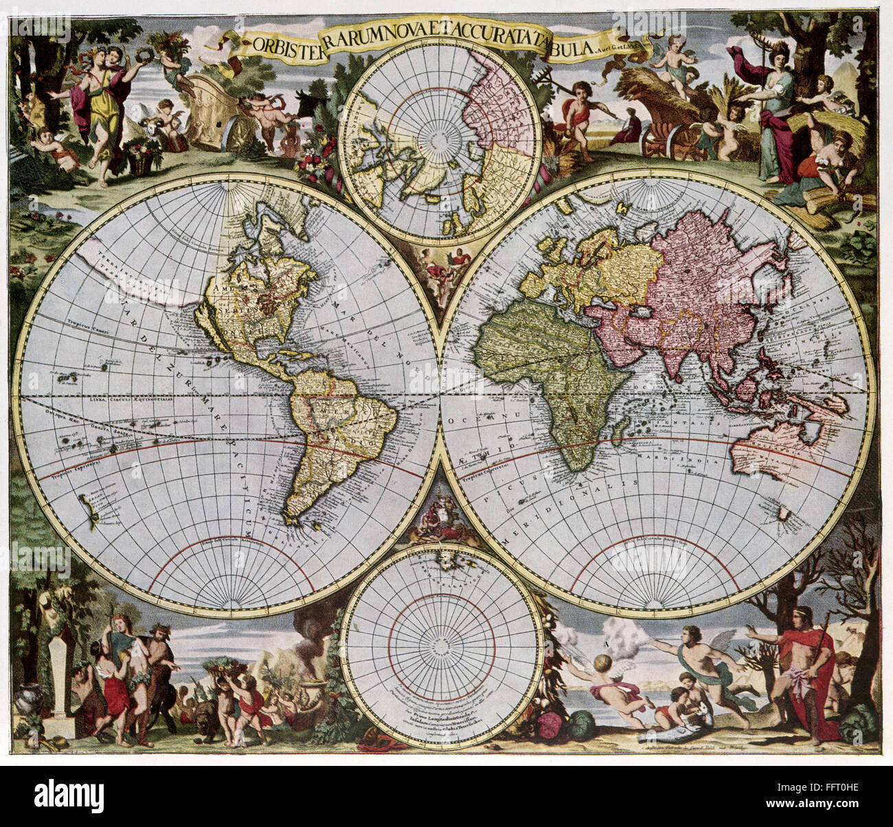 WORLD MAP, c1690. /nEngraved world map by Gerard and Leonard Valk ...