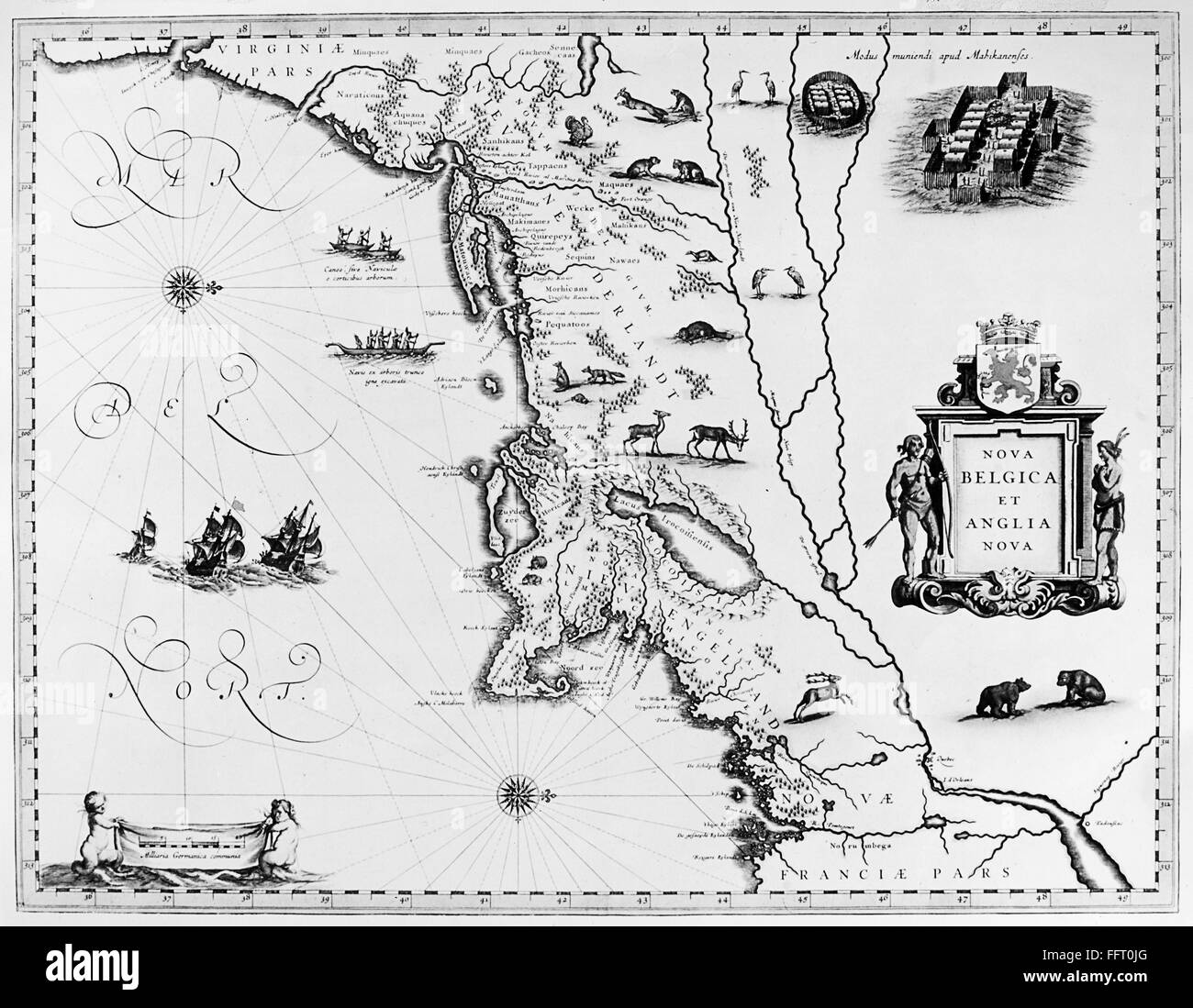 NEW NETHERLAND, 1635. /nDutch engraved map, 1635, showing New ...