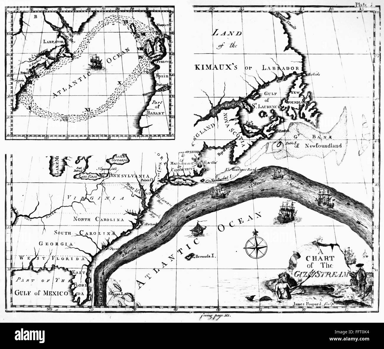 GULF STREAM: MAP, 1786. /nChart of the Gulf Stream published by ...