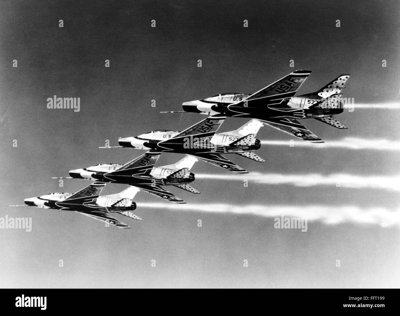 THUNDERBIRD DISPLAY, 1961. /nA U.S. Air Force Thunderbird squadron of F ...