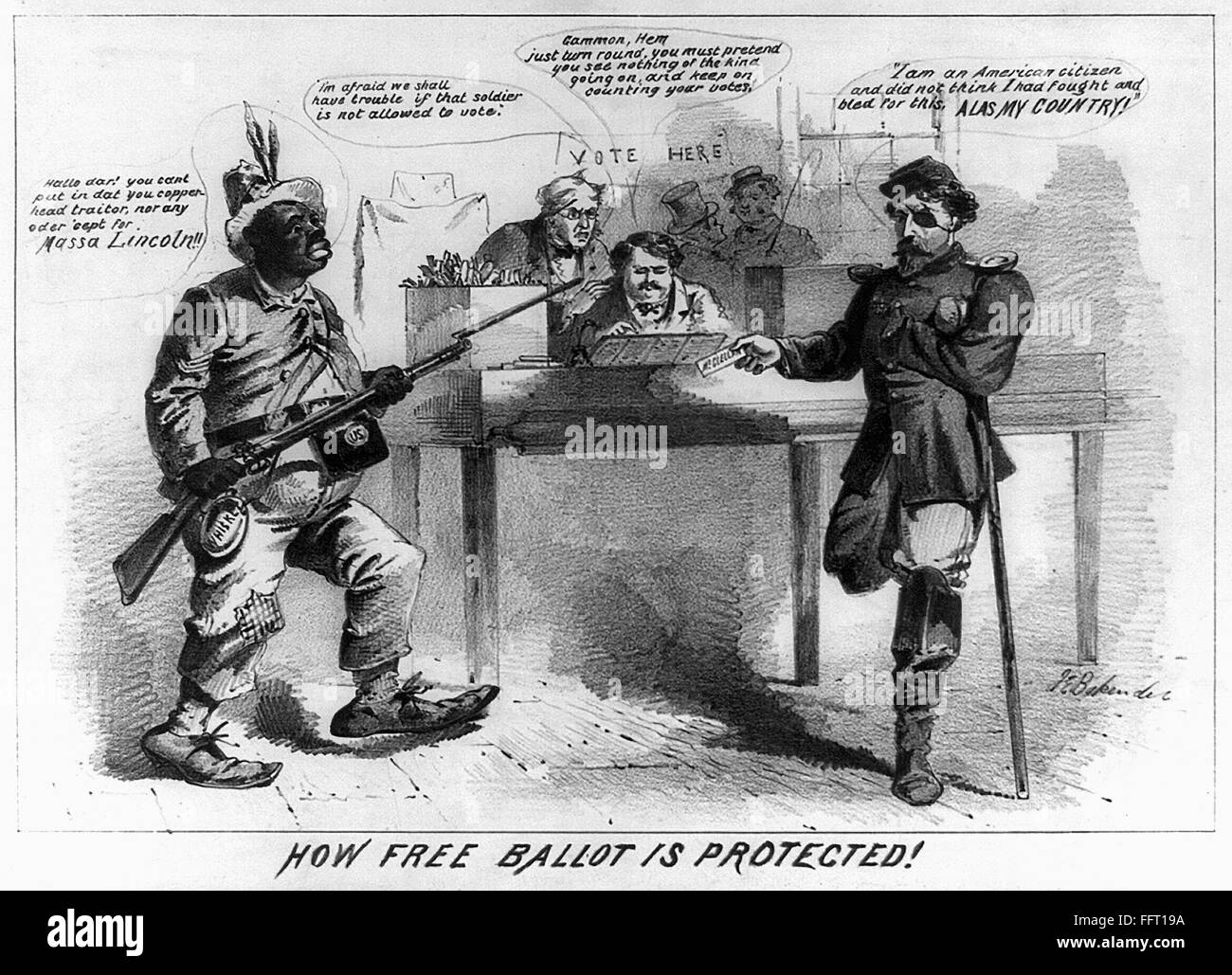 PRESIDENTIAL ELECTION, 1864. /nAn American cartoon depicting a black ...