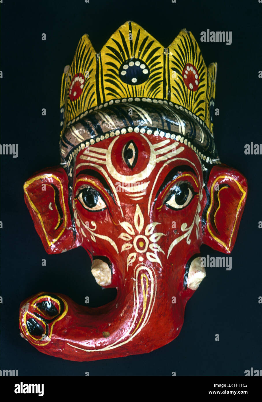 HINDUISM: GANESH. /nA brightly painted Indian sculpture of the Hindu ...