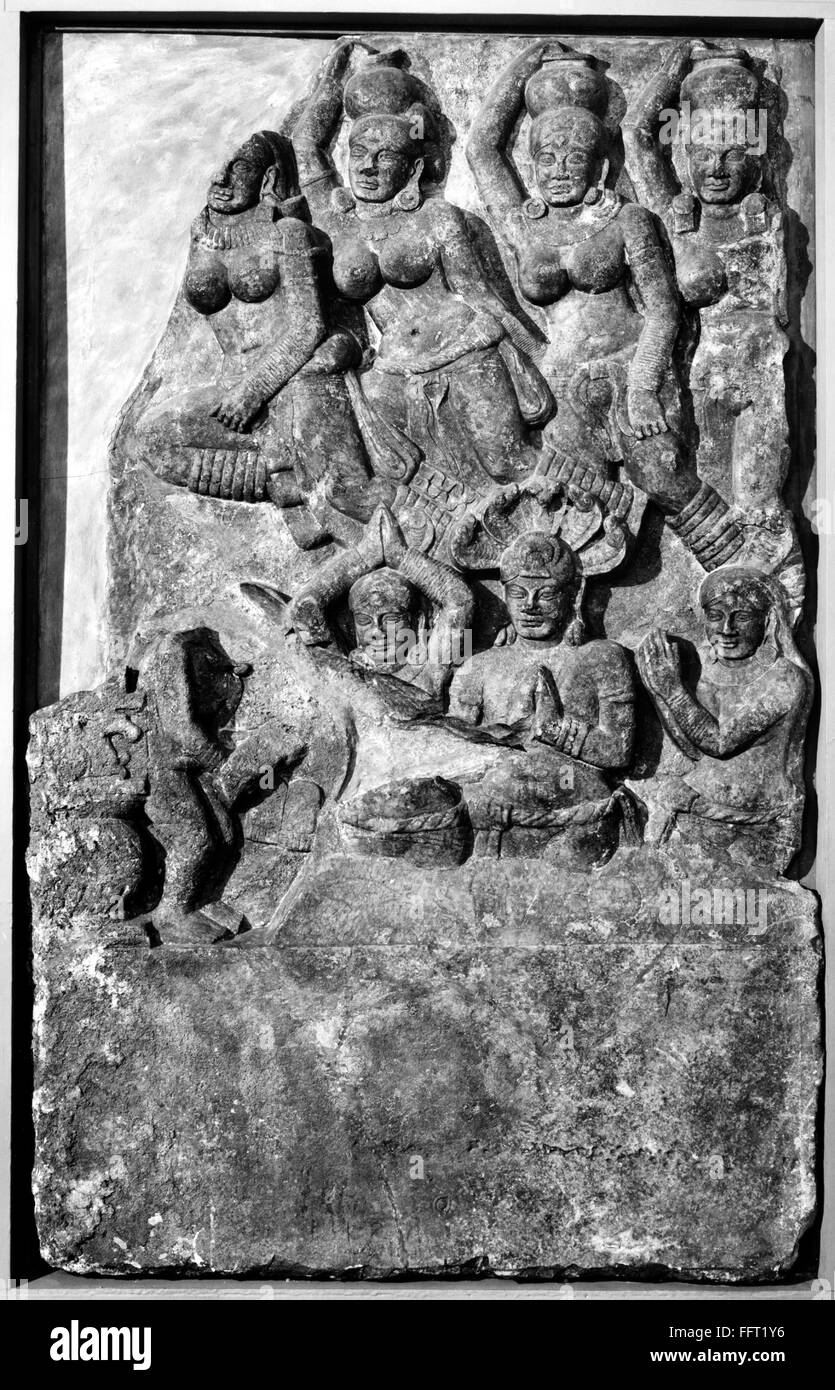 INDIA: NAGA RELIEF. /nAdoration of a group of Naga, semidivine half ...