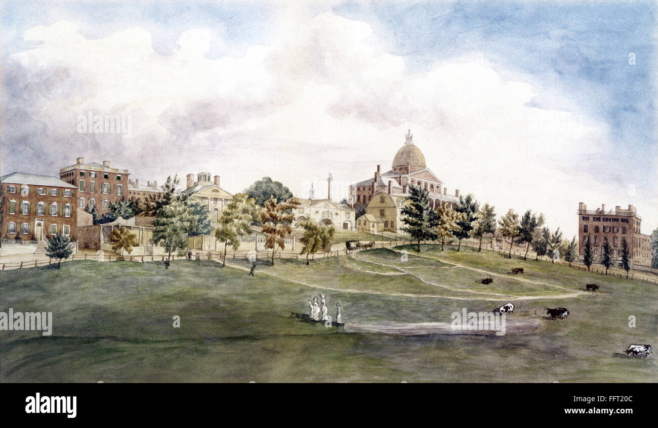 BOSTON: BEACON STREET. /nBeacon Street and the New State House seen ...