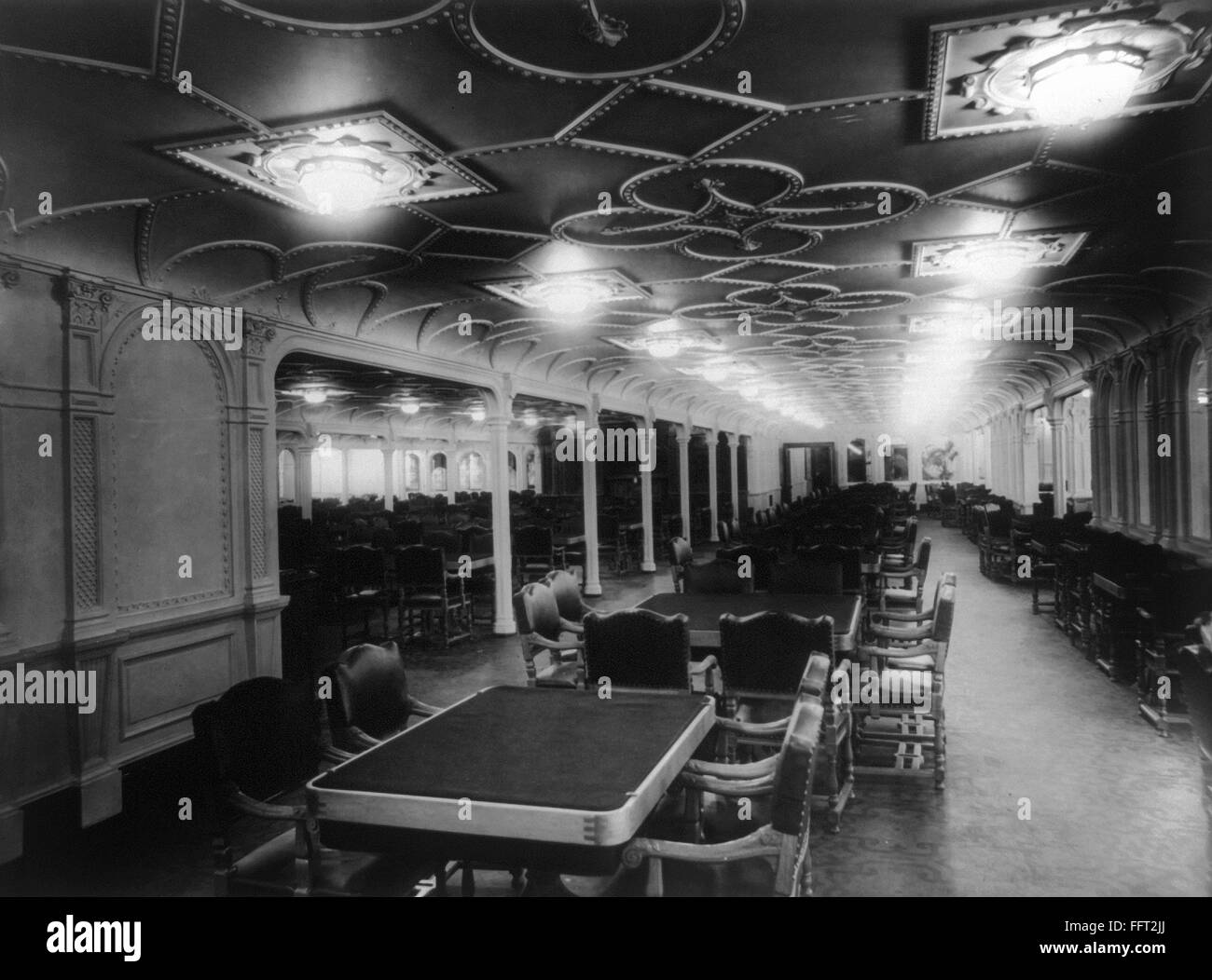 RMS OLYMPIC, c1911. /nThe interior of the 1st class dining room on ...