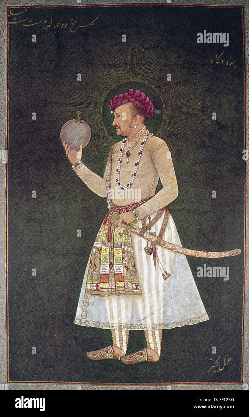 JAHANGIR (1569-1627). /nMughal emperor of India, holding a globe ...