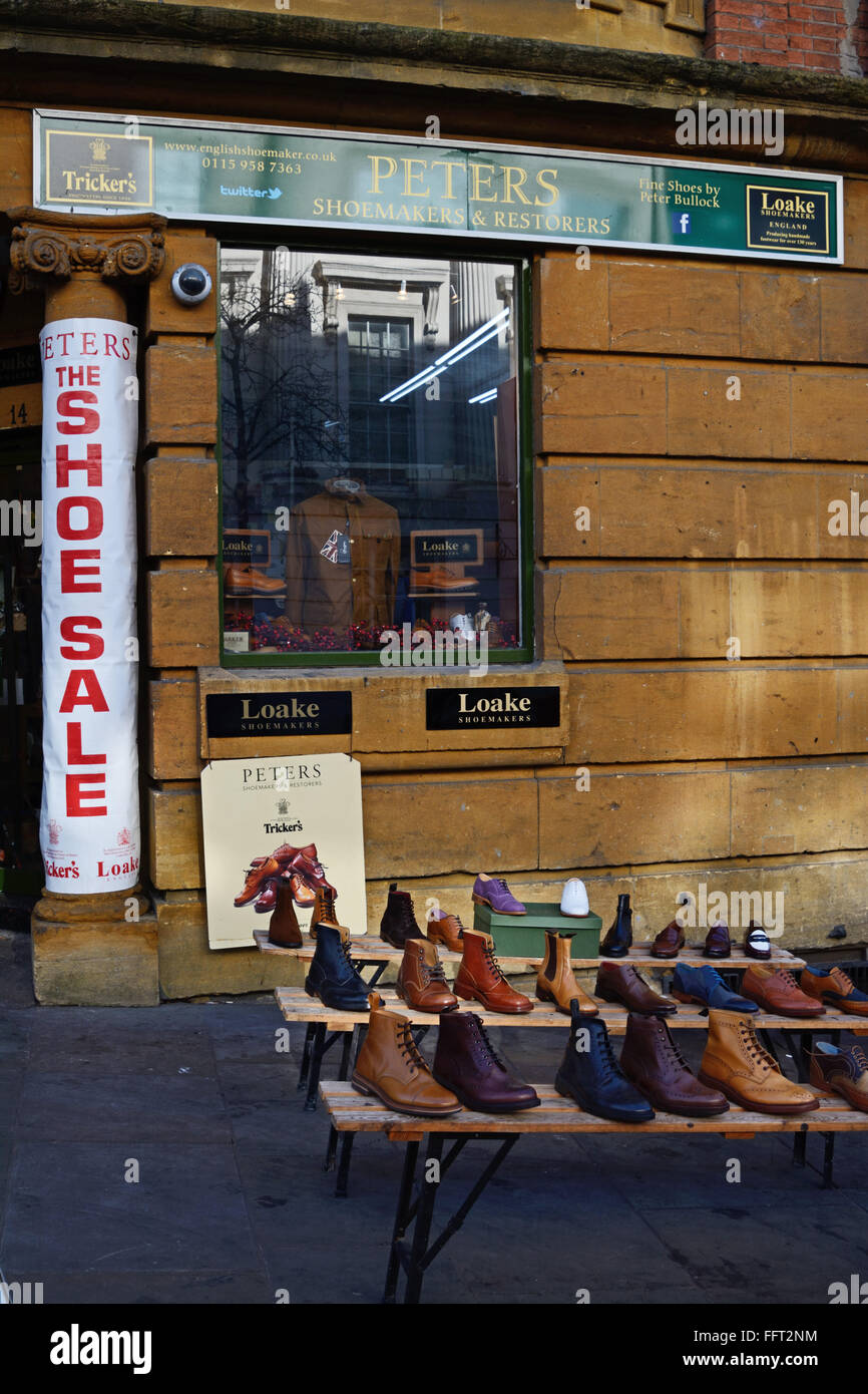 Display of hand made shoes, Low Pavement, Nottingham Stock Photo - Alamy