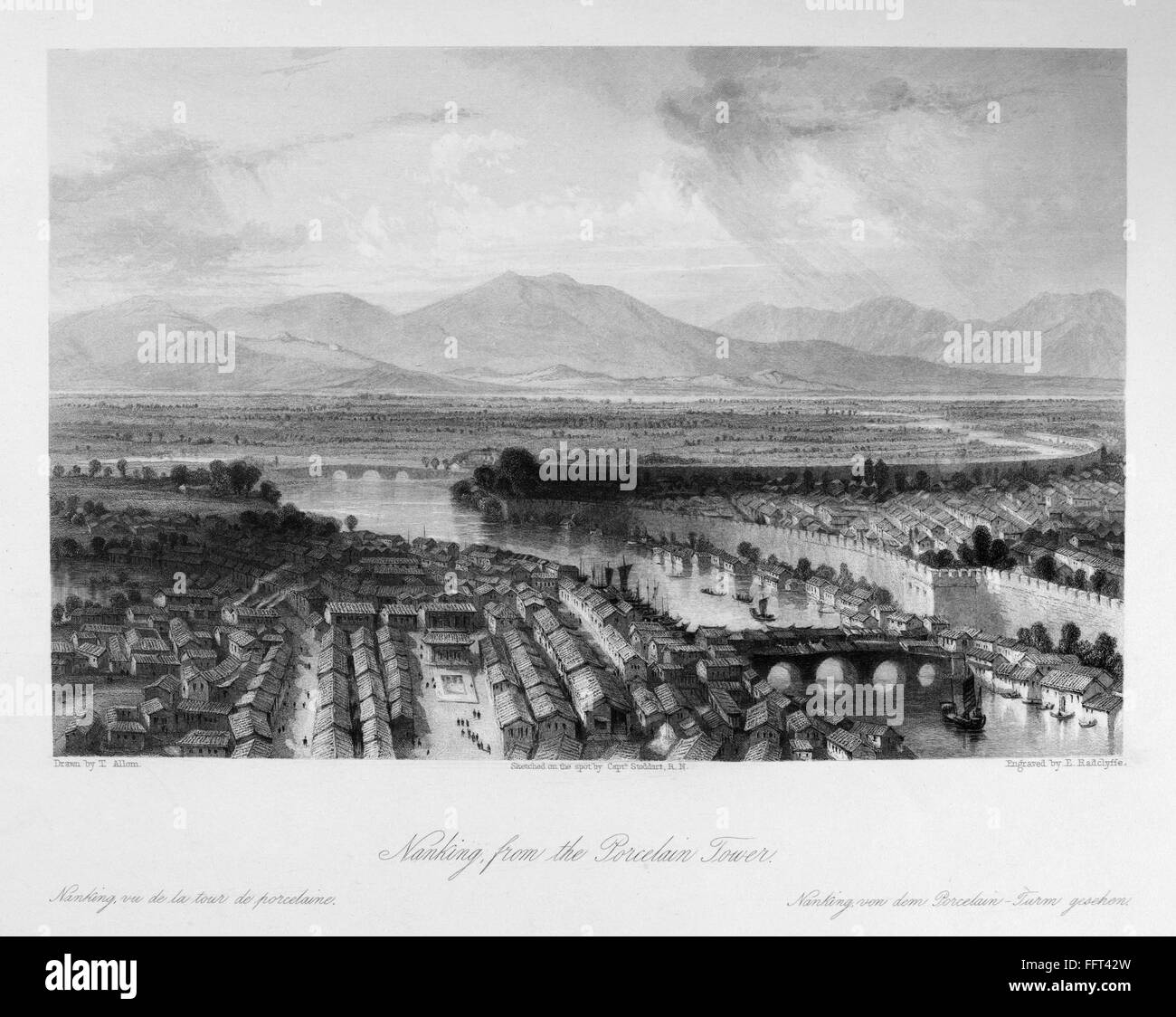 CHINA: NANKING, 1843. /nA view of Nanking, China, from the Porcelain ...
