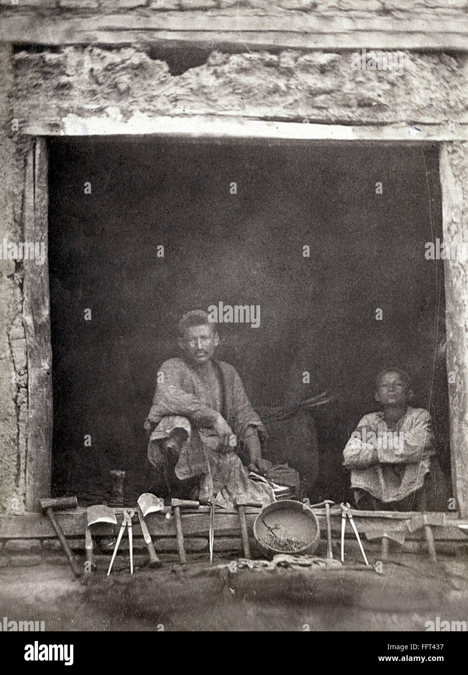 TURKESTAN: BLACKSMITH. /nVendors selling horseshoes with blacksmithing ...