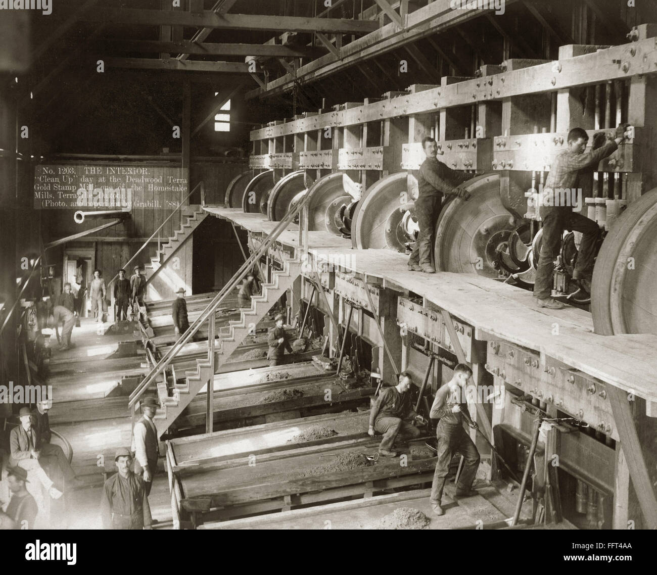 STAMP MILL, 1888. /nThe interior of Deadwood Terra Gold Stamp Mill, one ...