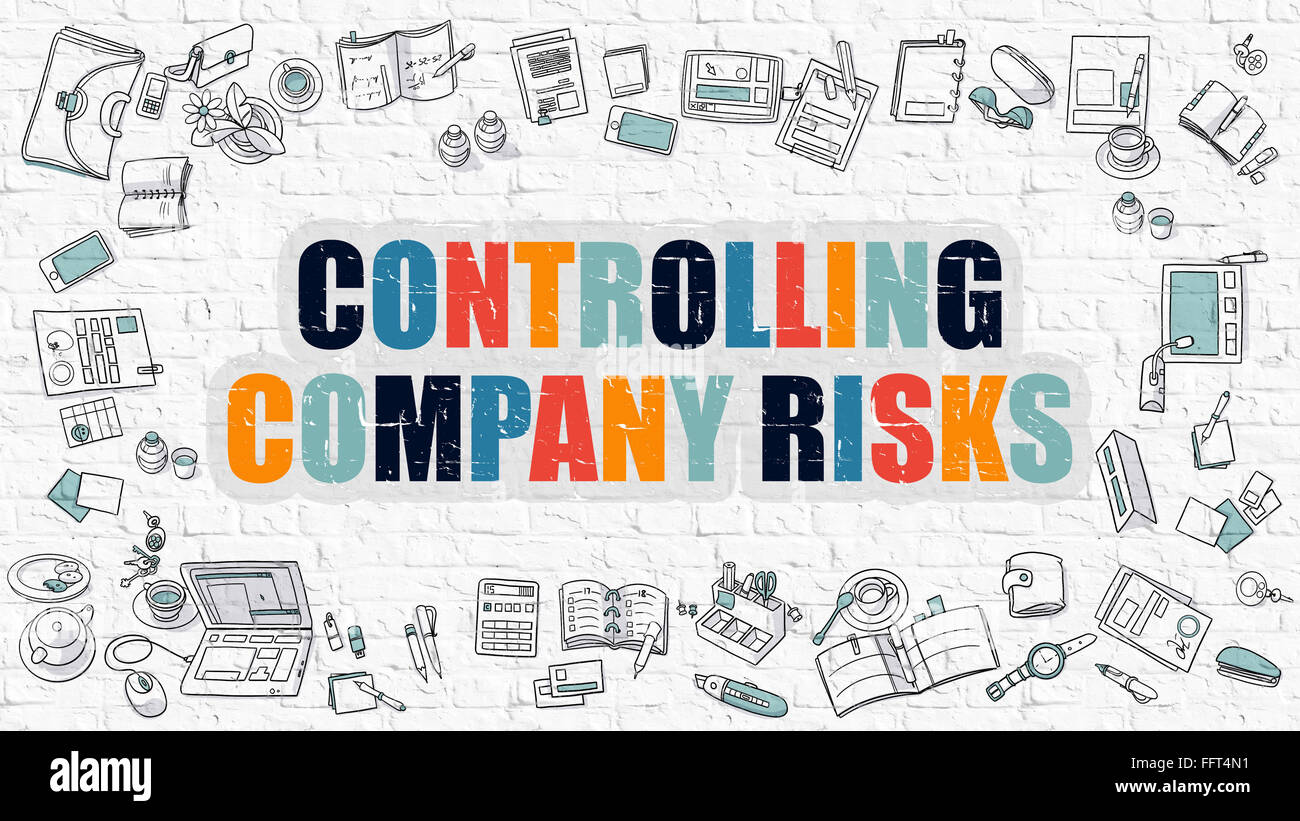 Controlling Company Risks Concept. Multicolor on White Brickwall Stock ...