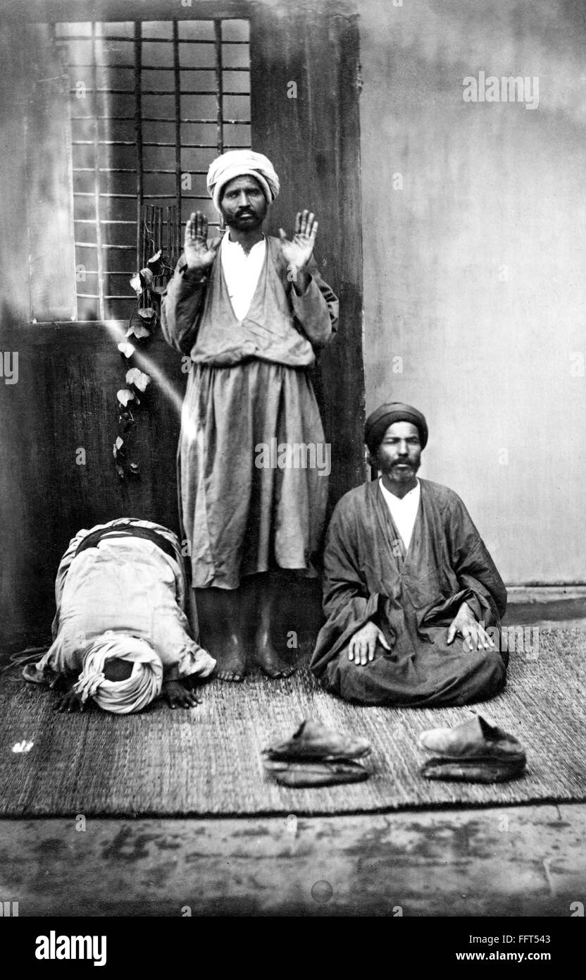 CAIRO: MEN AT PRAYER. /nThree men praying, Cairo, Egypt. Photograph ...