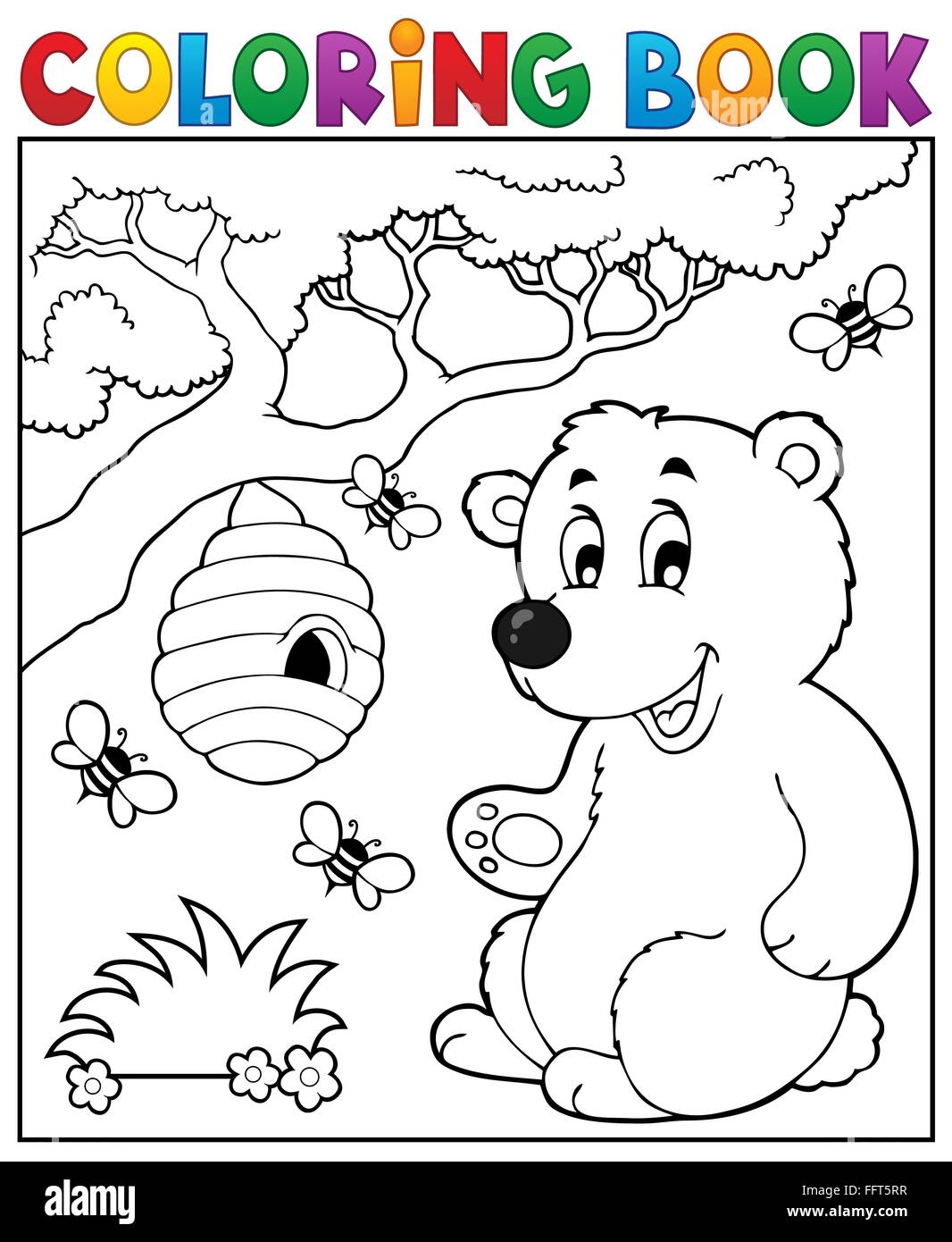 Coloring book bear theme 2 - picture illustration Stock Photo - Alamy