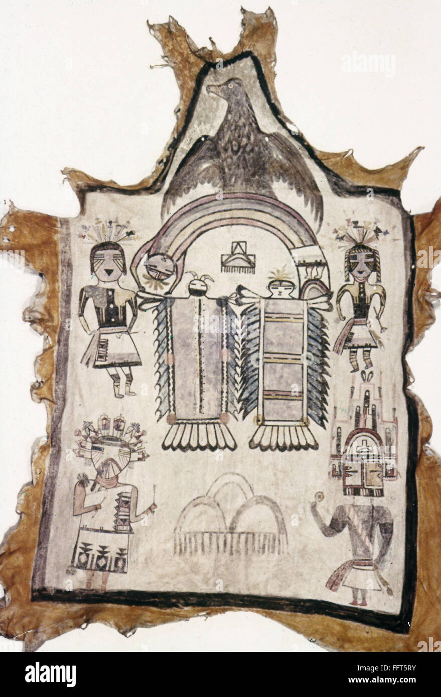 HOPI PAINTED ELKSKIN. /nElkskin painted with Hopi designs, from Arizona ...