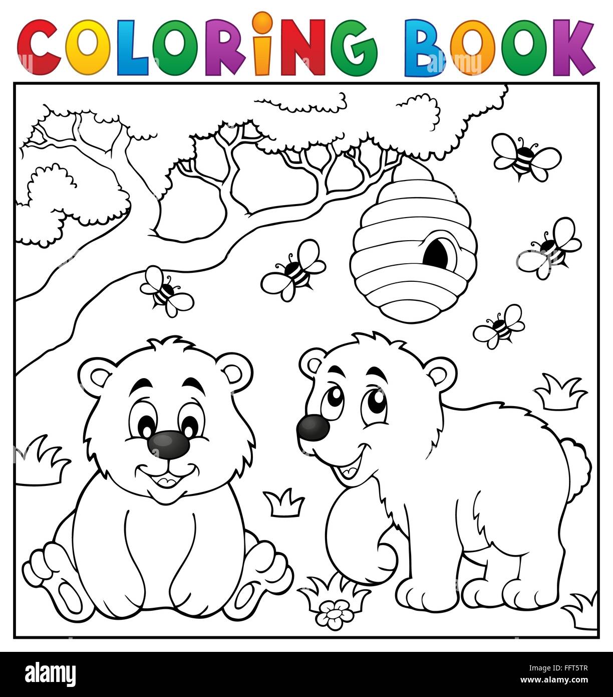 Coloring book bear theme 4 - picture illustration Stock Photo - Alamy