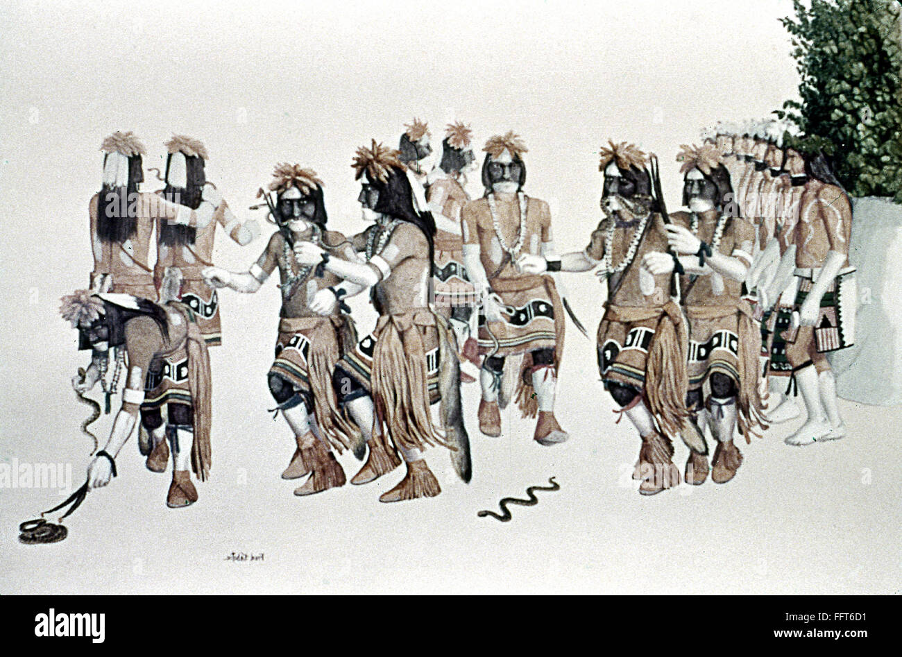HOPI SNAKE DANCE. /nHopi Snake Dance ritual. Painting by Fred Kabotie ...