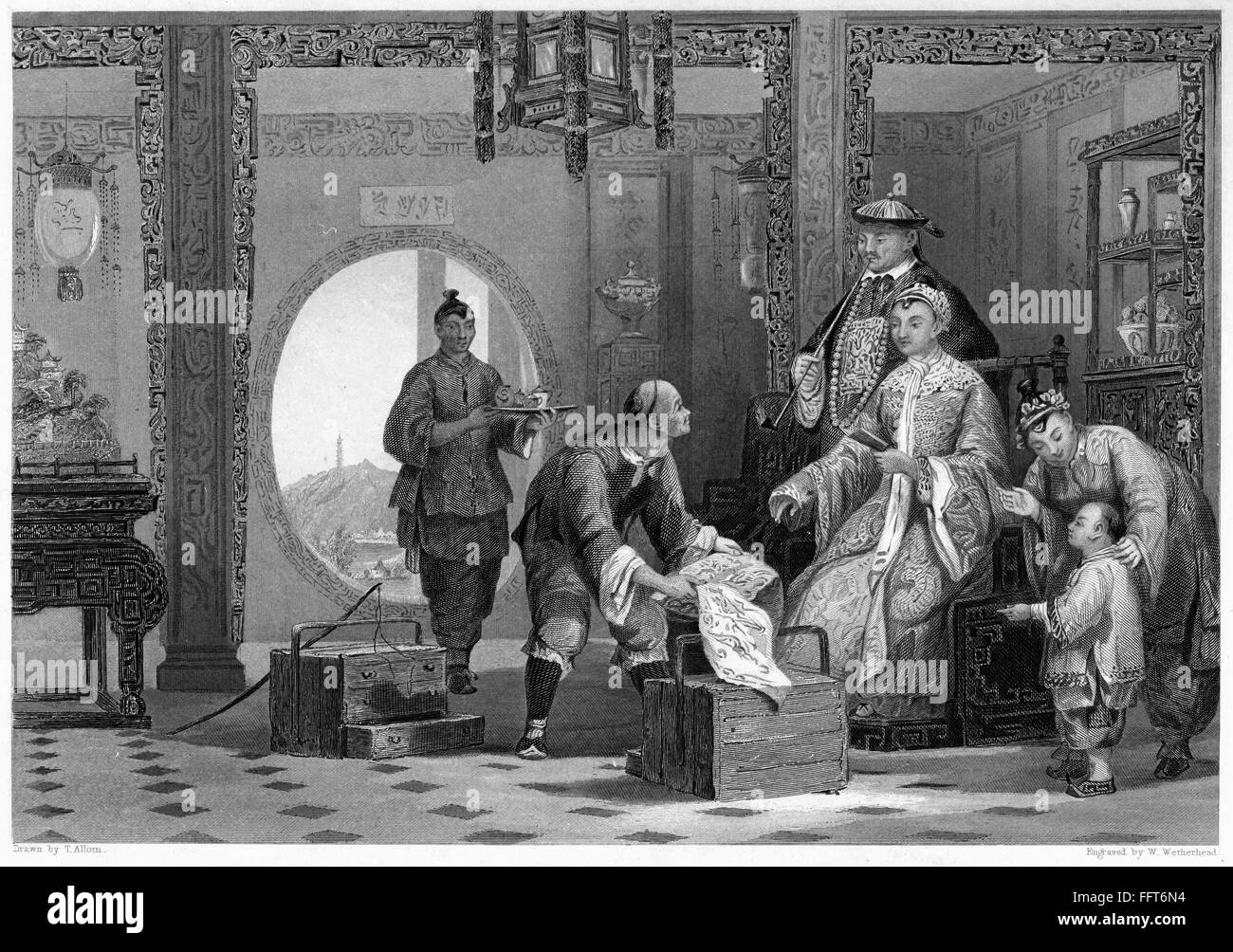 CHINA: MANDARIN'S HOME. /nA mandarin with his family and servants at ...