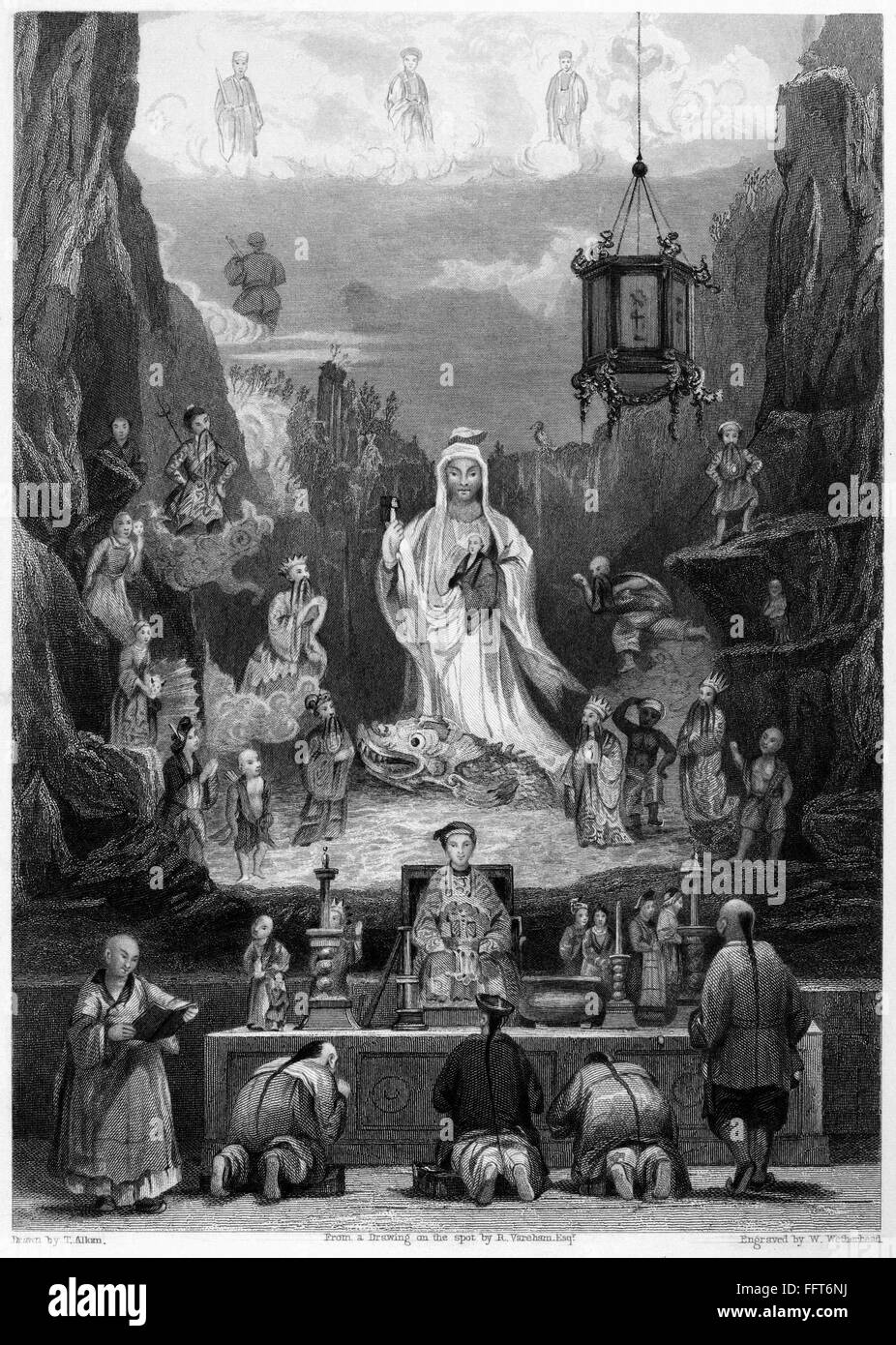 CHINA: ALTARPIECE, 1843. /nA Christian altarpiece in a temple at Ting ...