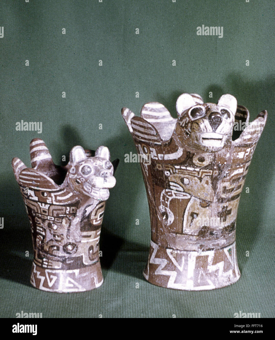 BOLIVIA: PAINTED VESSELS. /nTwo Native American polychrome pottery ...