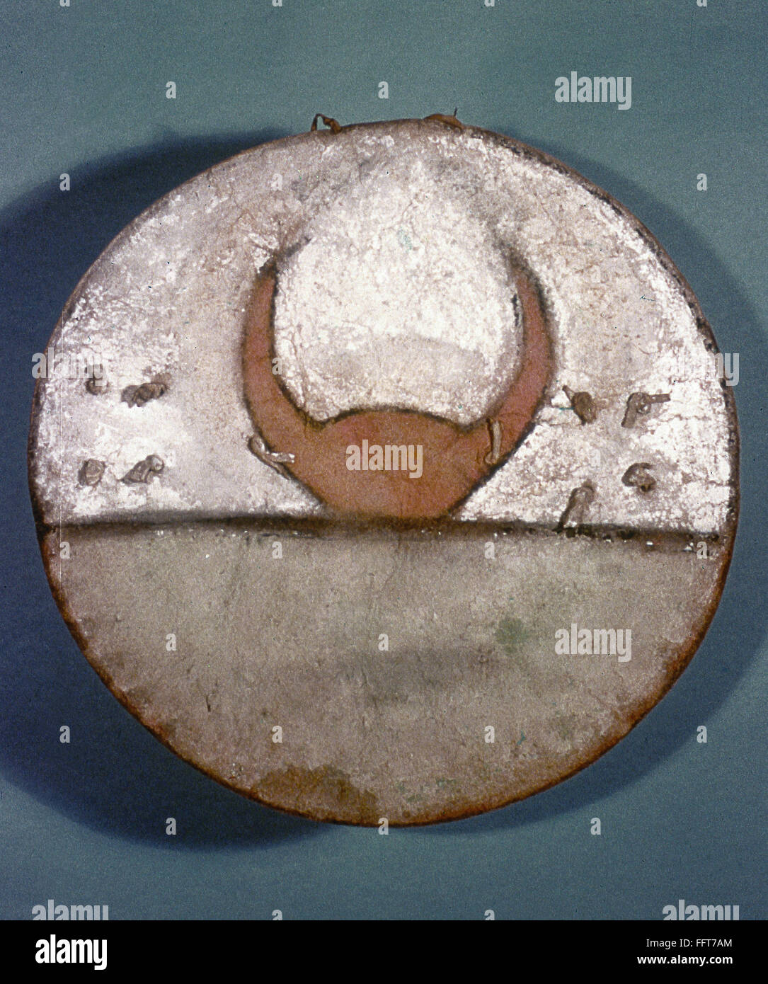 NEW MEXICO: PAINTED SHIELD. /nNative American painted buffalo-hide ...