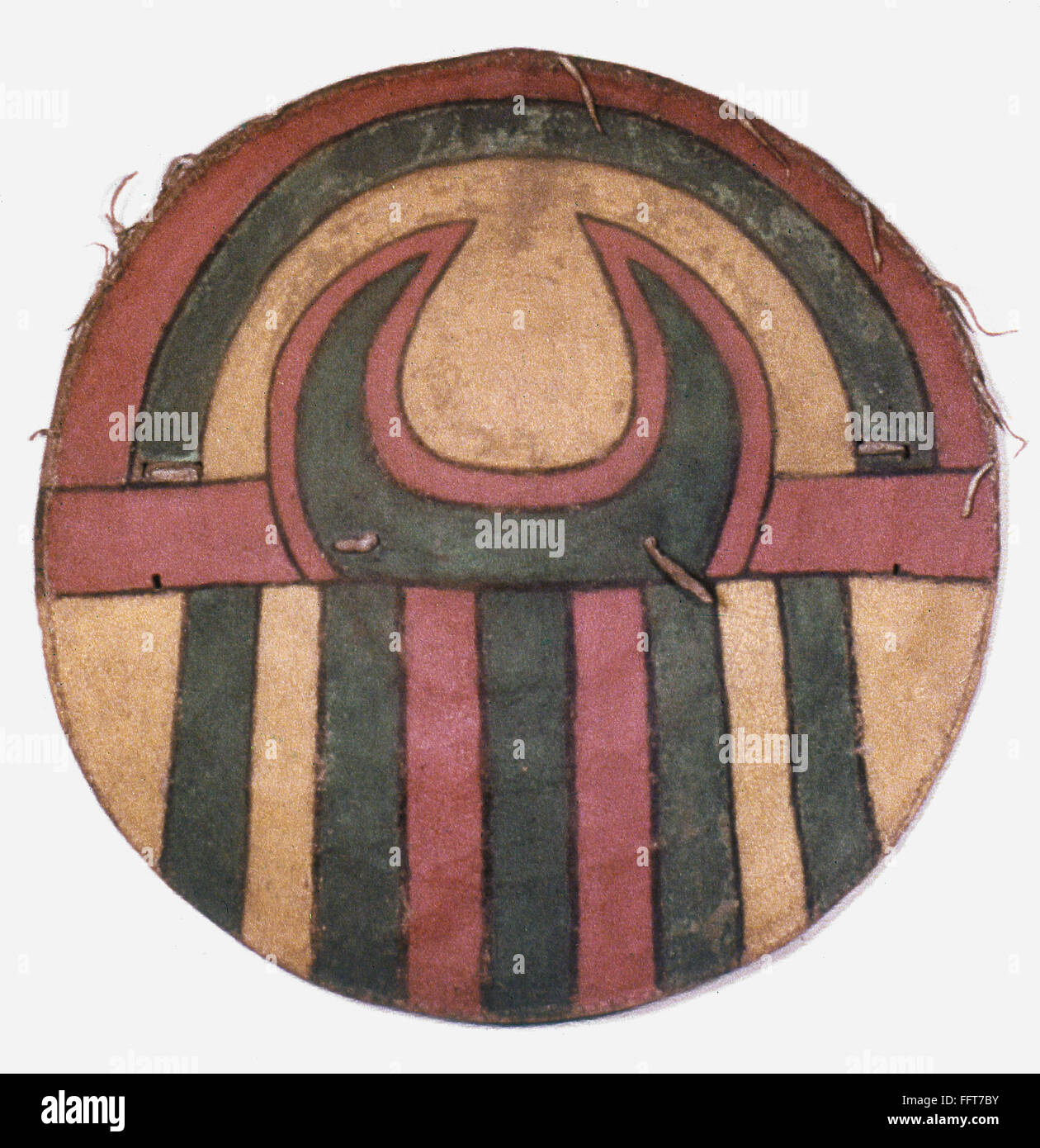 NEW MEXICO: TESUQUE SHIELD. /nNative American buffalo-hide shield from ...
