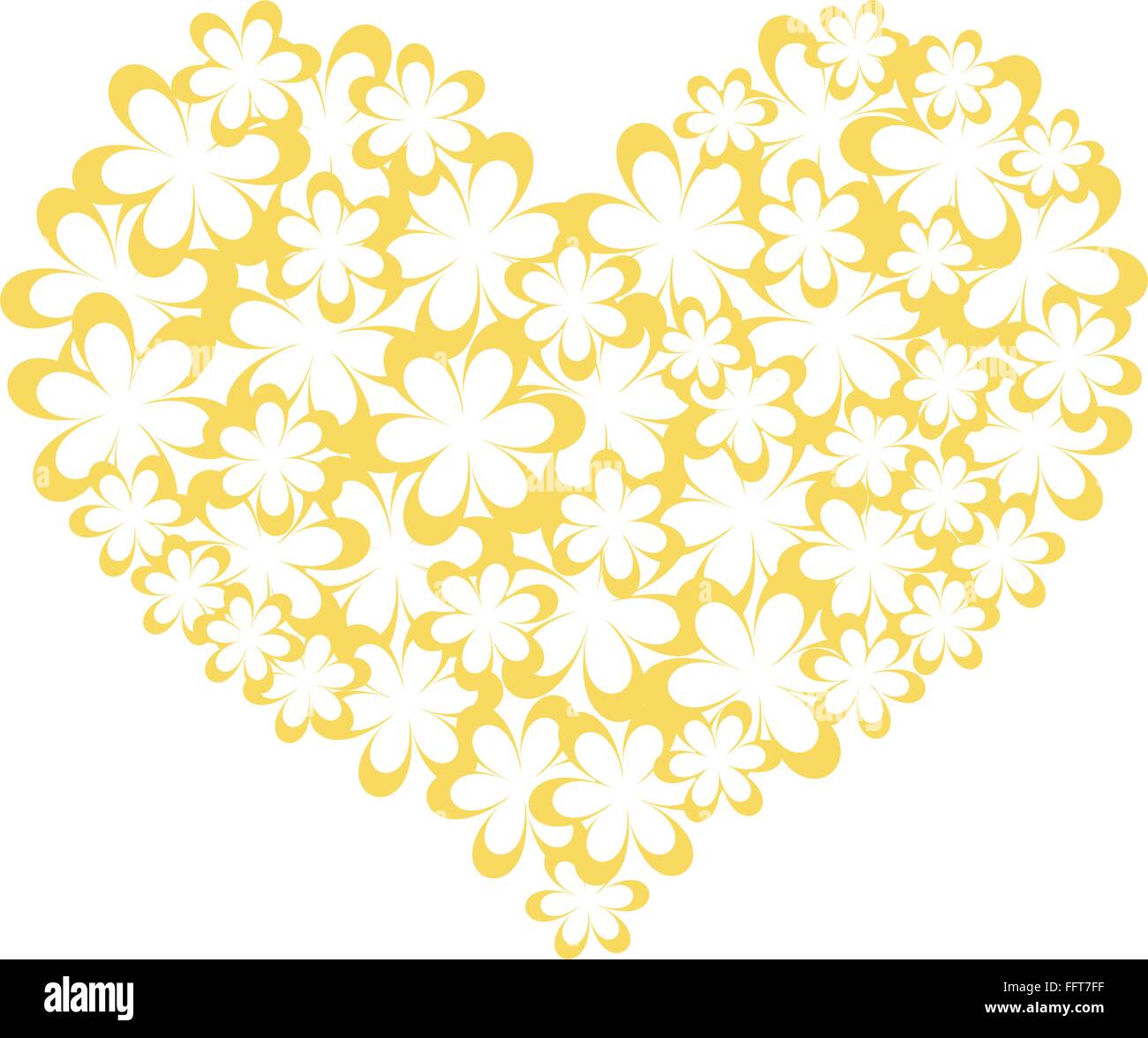Love Concept, Illustration of Yellow Flowers Forming in Heart Shape ...