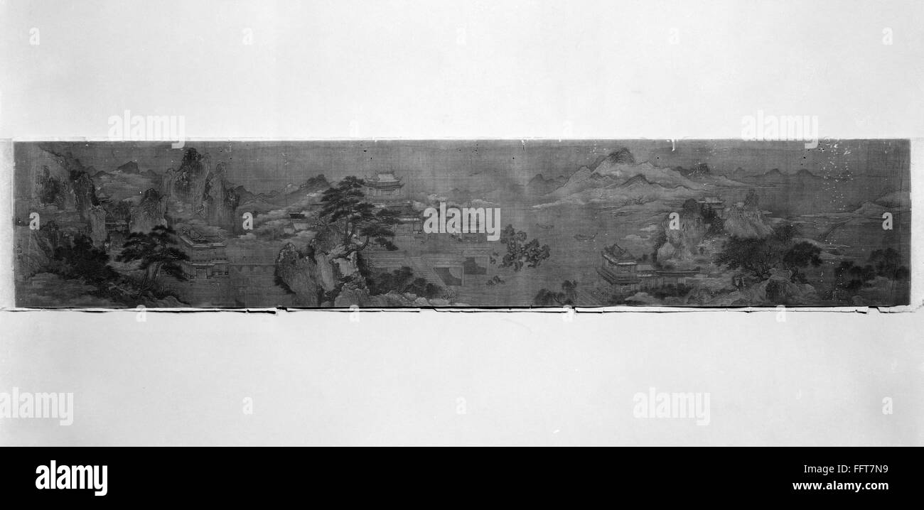 CHINA: SCROLL PAINTING. /nSpring morning at the palace of the Han ...