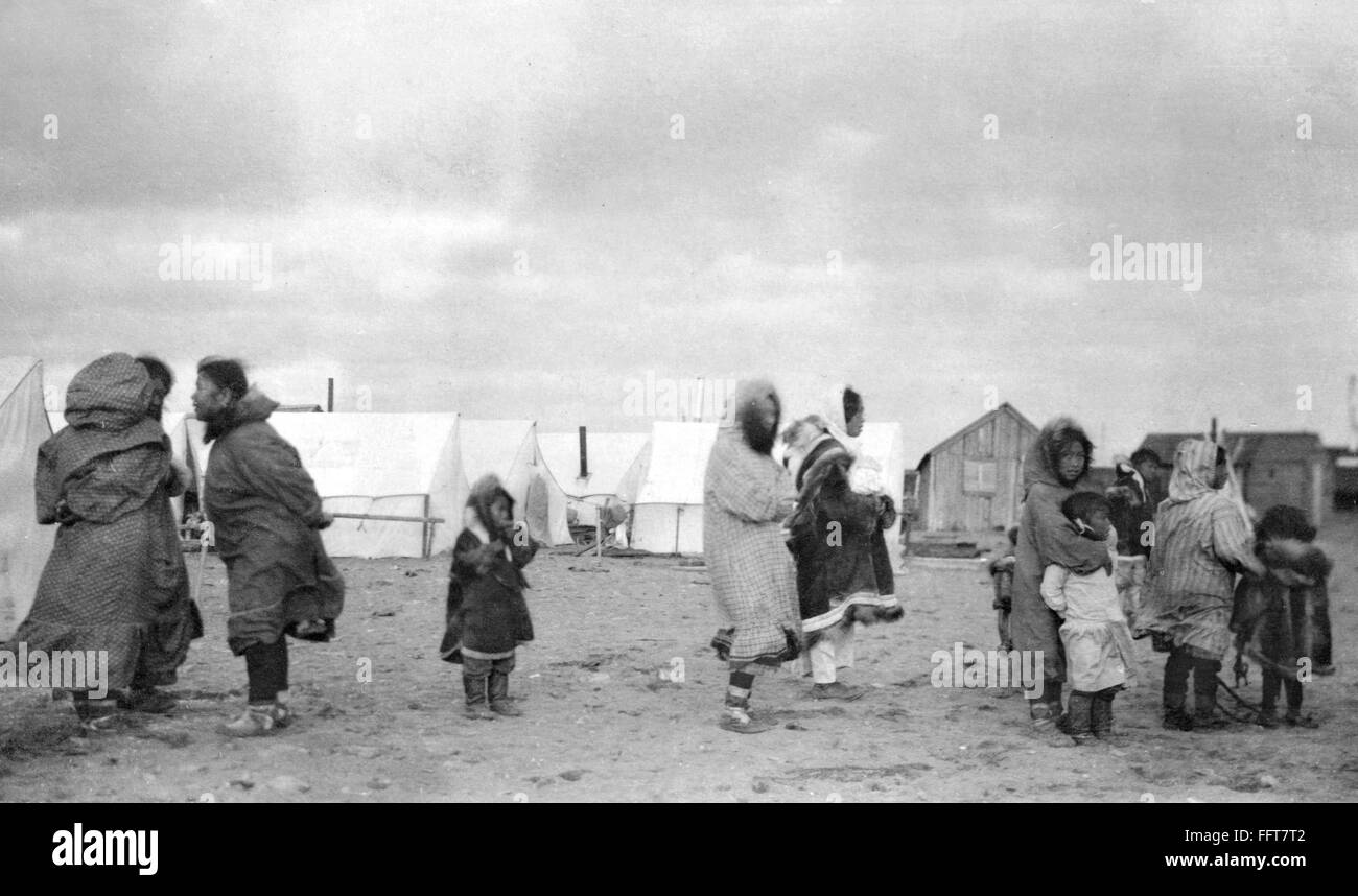 ALASKA: ESKIMO VILLAGE. /nA view of an Eskimo village. Photograph ...