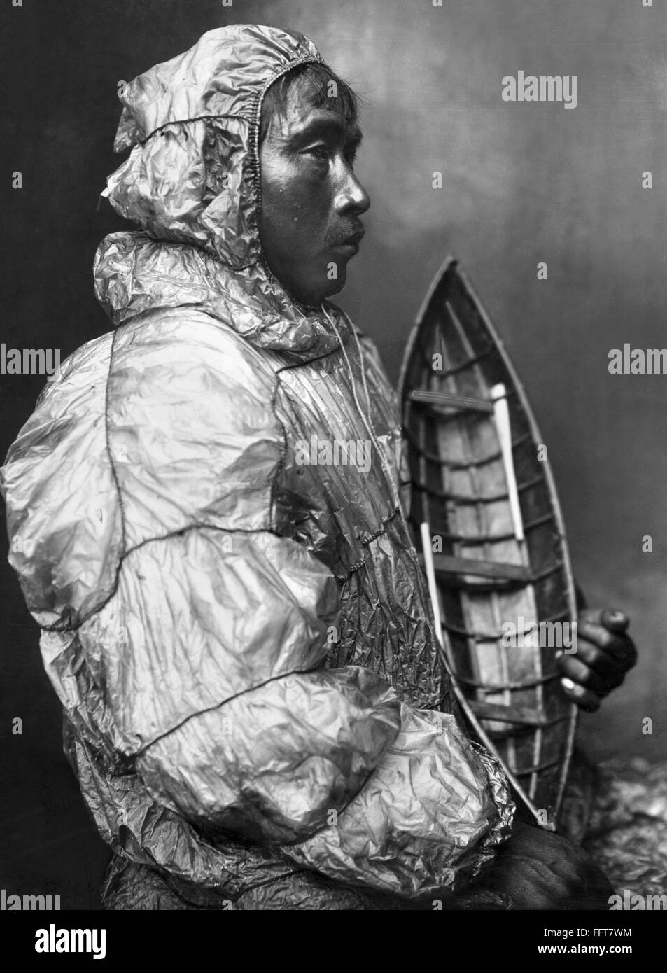 ALASKA: ESKIMO. /nAn Eskimo kayaker wearing a waterproof jacket and ...
