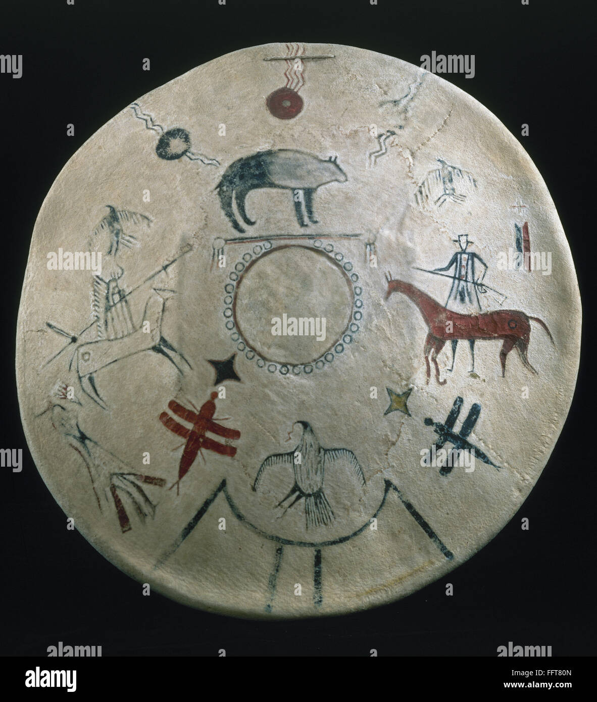 NATIVE AMERICAN SHIELD. /nNative American painted leather shield Stock ...