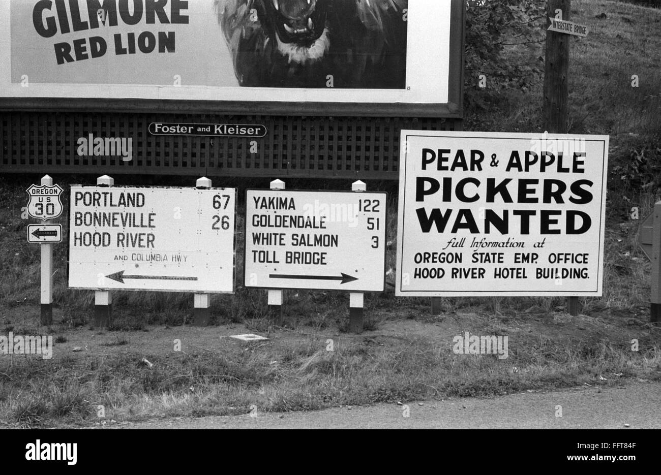 ROAD SIGNS, 1941. /nRoadside signs in Hood River, Oregon. Photograph by ...
