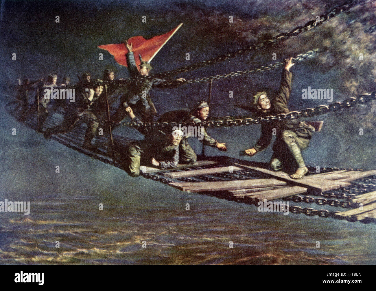 CHINA: LONG MARCH, 1935. /nChinese Communist troops crossing the Luding ...