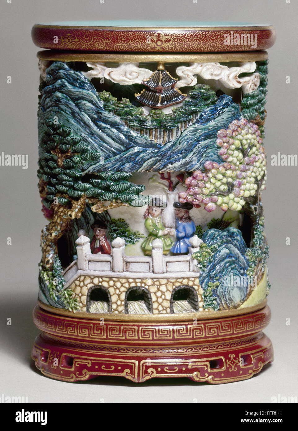 CHINA: BRUSH POT. /nCeramic brush pot from the palace of Emperor Ch'ien ...