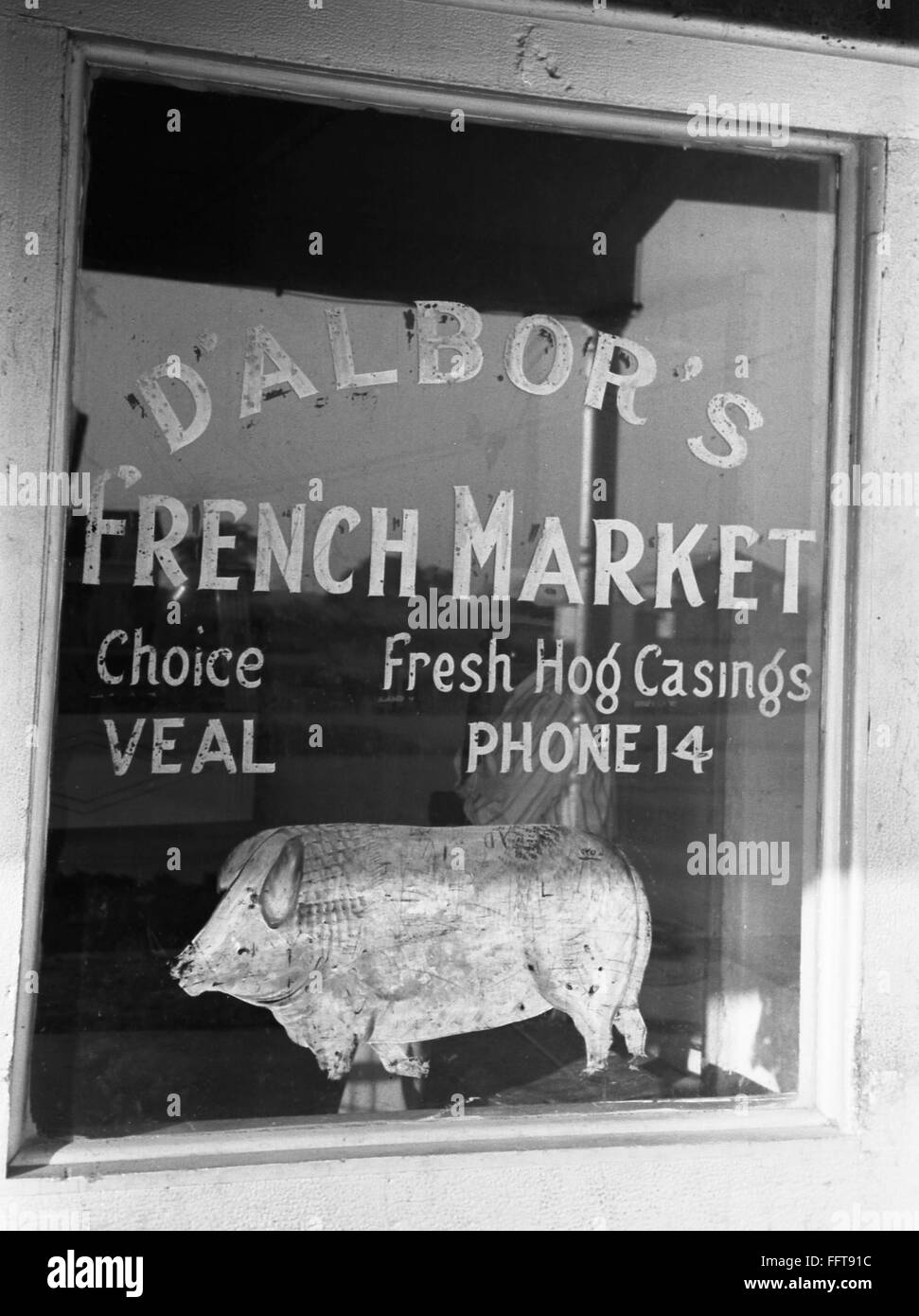 STORE WINDOW, 1938. /nD'Albor's French meat market window, New Iberia ...