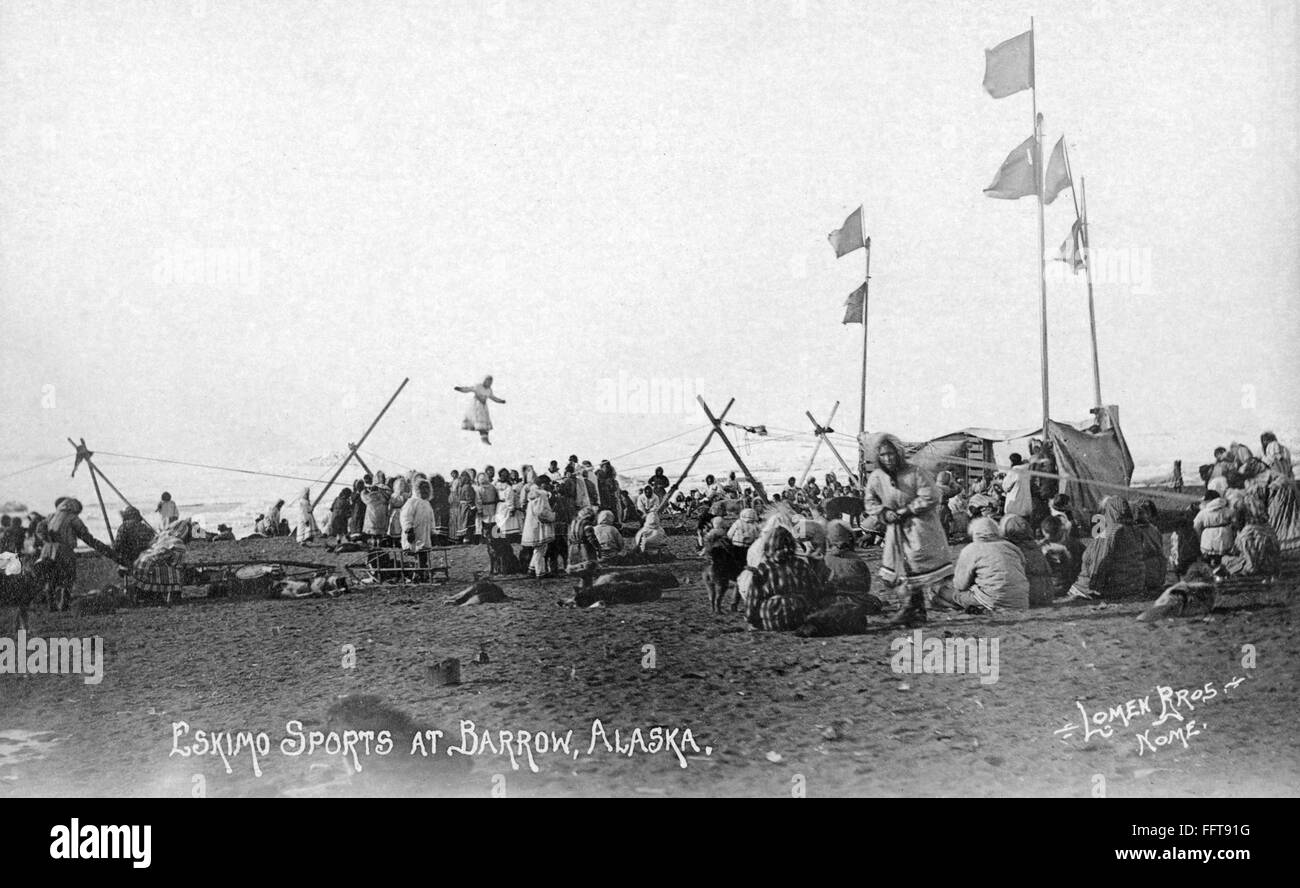 ALASKA: ESKIMO SPORTS. /nA gathering of Eskimos for a sports event ...