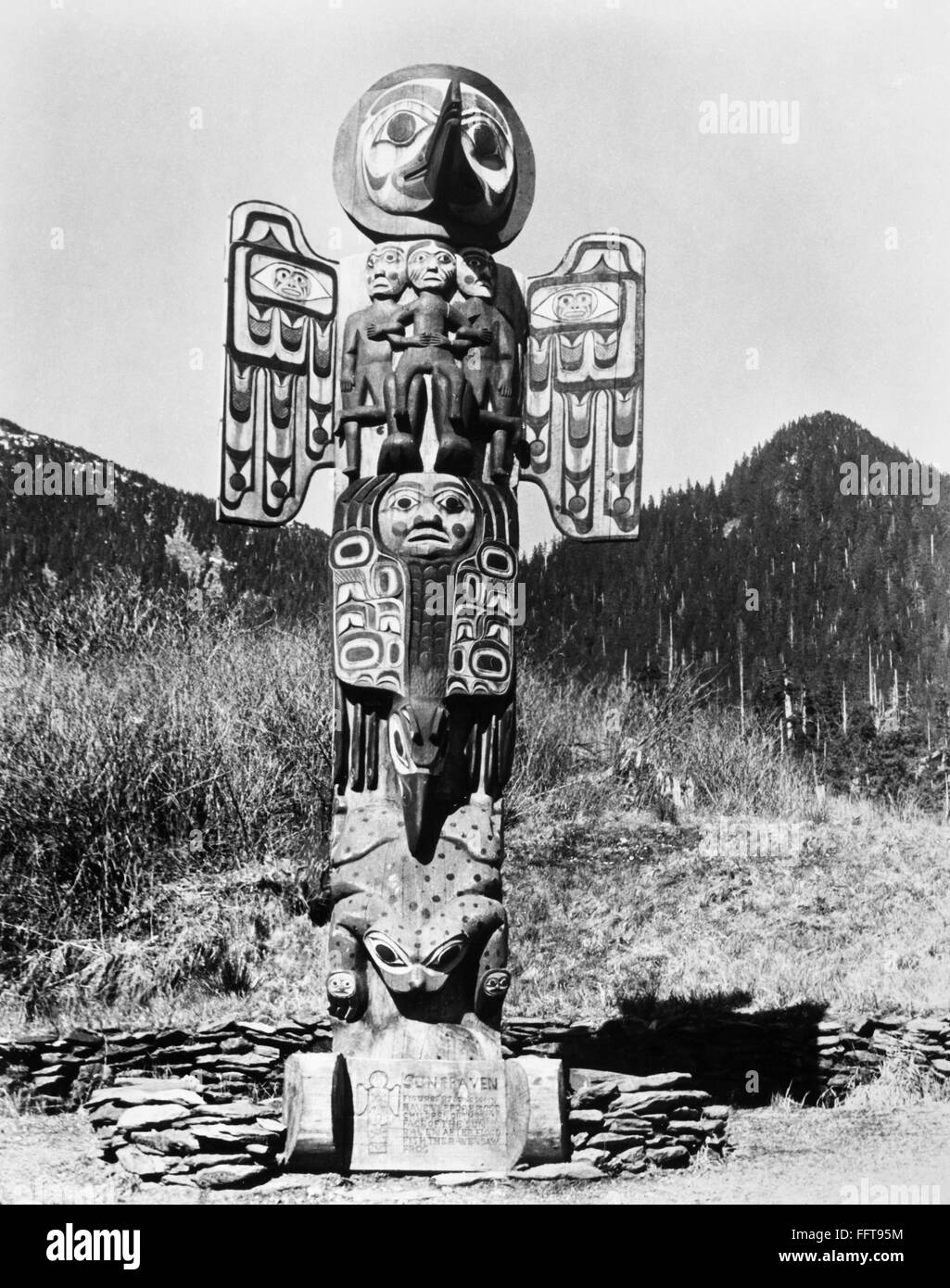 ALASKA: TLINGIT TOTEM POLE. /nTlingit totem pole near Ketchikan, Alaska ...