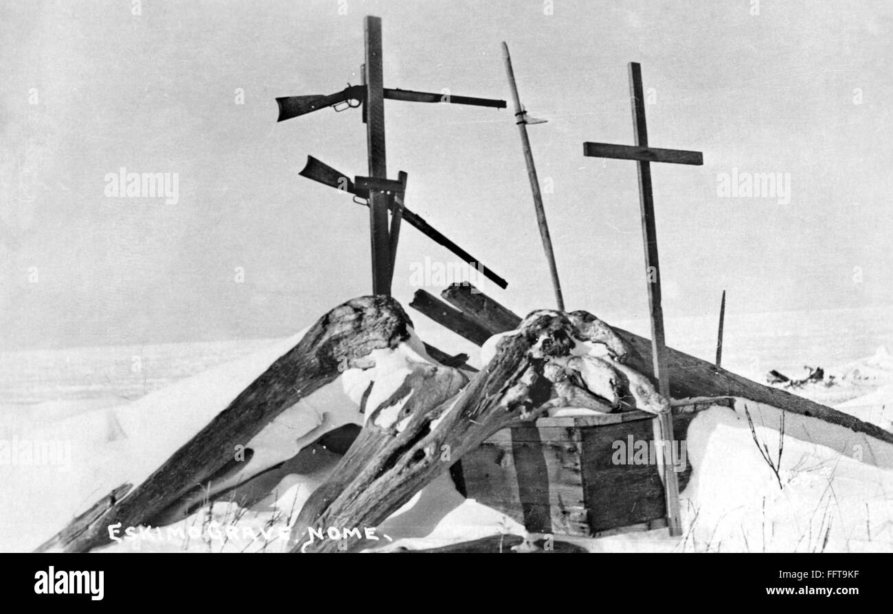 ALASKA: ESKIMO GRAVE. /nAn Eskimo grave in Nome area, Alaska ...