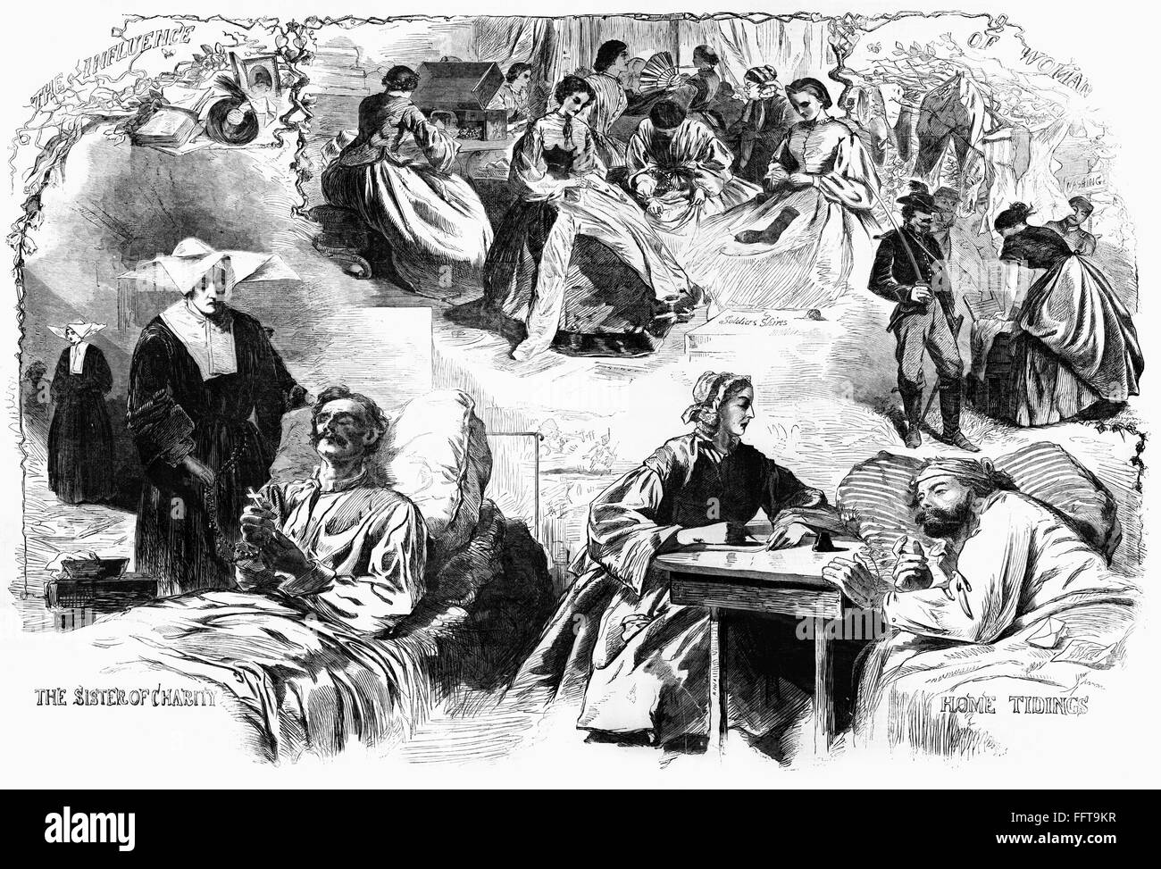 CIVIL WAR: WOMEN, 1862. /n'The Influence of Woman.' Composite of scenes ...
