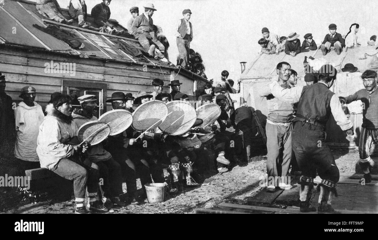 ALASKA: ESKIMO DANCE. /nA group of Eskimos engaged in a traditional ...