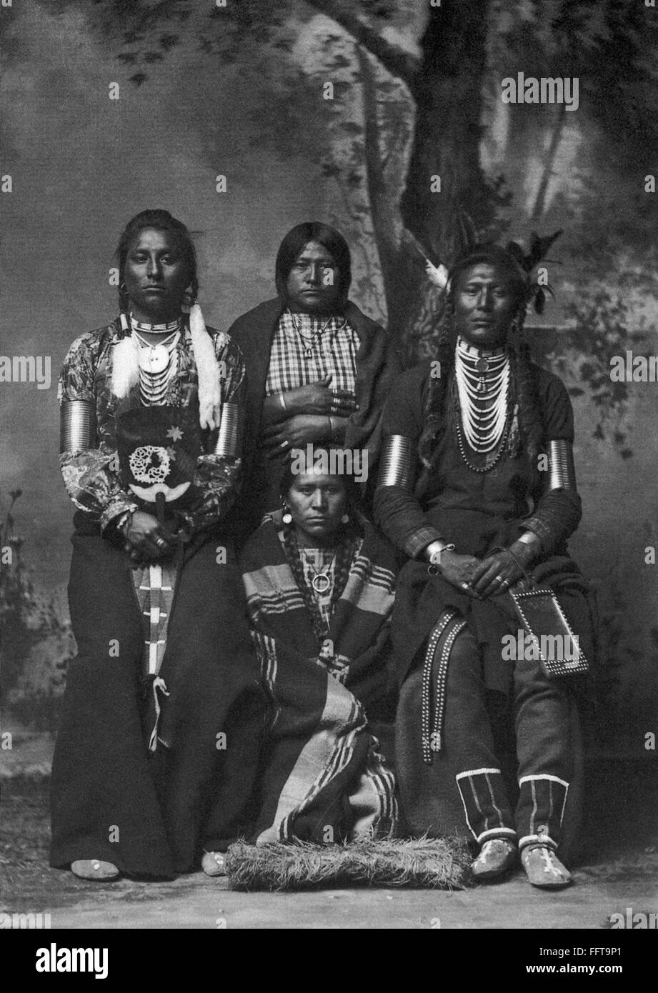 CROW NATIVE AMERICANS, 1883. /nFour Crow Native Americans. Left to ...