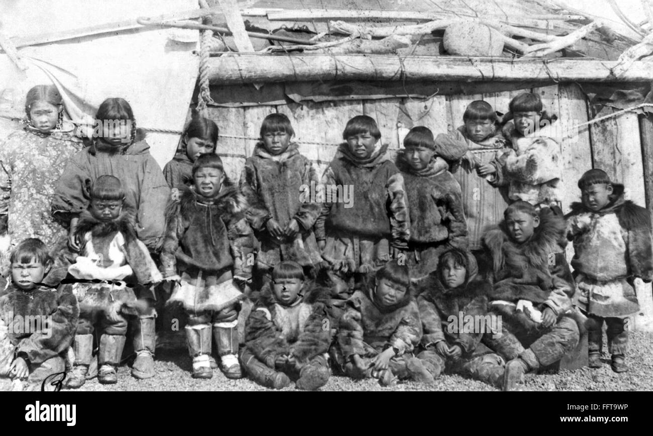 SIBERIA: ESKIMOS, c1897. /nA group of Eskimo school children posing in ...