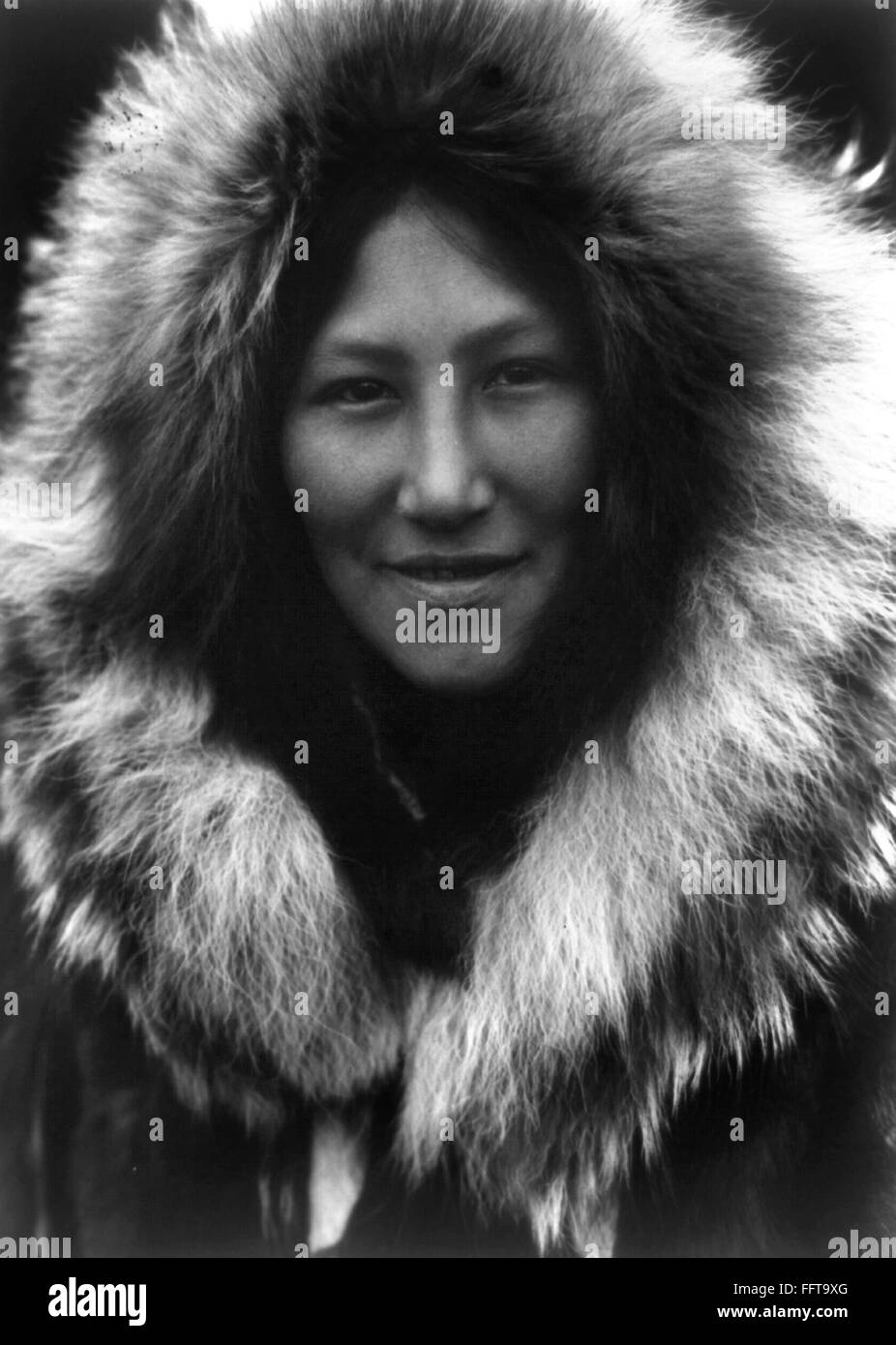 ALASKA: ESKIMO WOMAN. /nNoatak woman in Alaska wearing a hooded fur ...