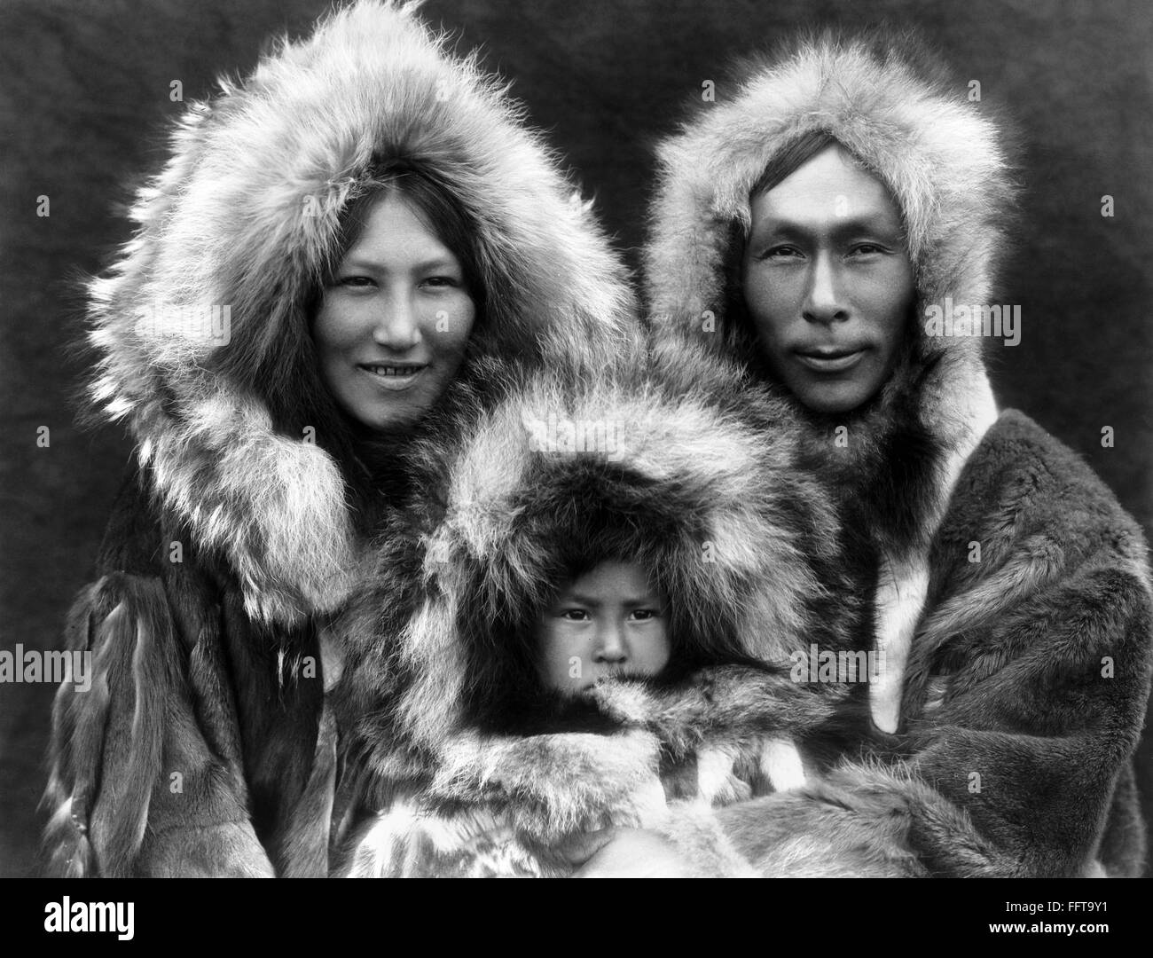ALASKA: ESKIMO FAMILY. /nEskimo family of three, Noatak, Alaska ...